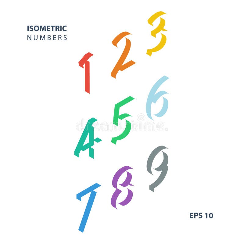 Collection of the Isometric Numbers. Stock Vector - Illustration of ...