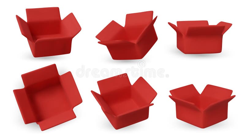 Collection of Isometric Yellow Open Boxes on White Background. Ideal ...
