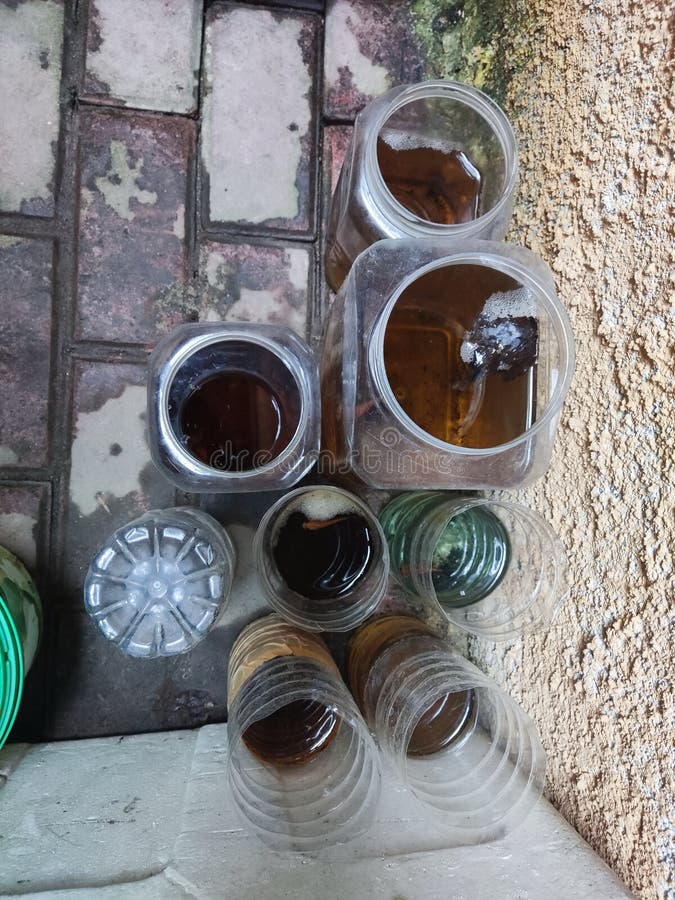 A Collection of Jars and Bottles Filled with Fish Stock Image - Image ...