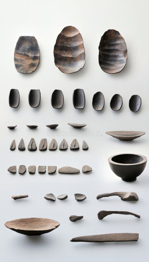 Collection of Jomon Pottery and Polished Stone Tools Highlighting ...