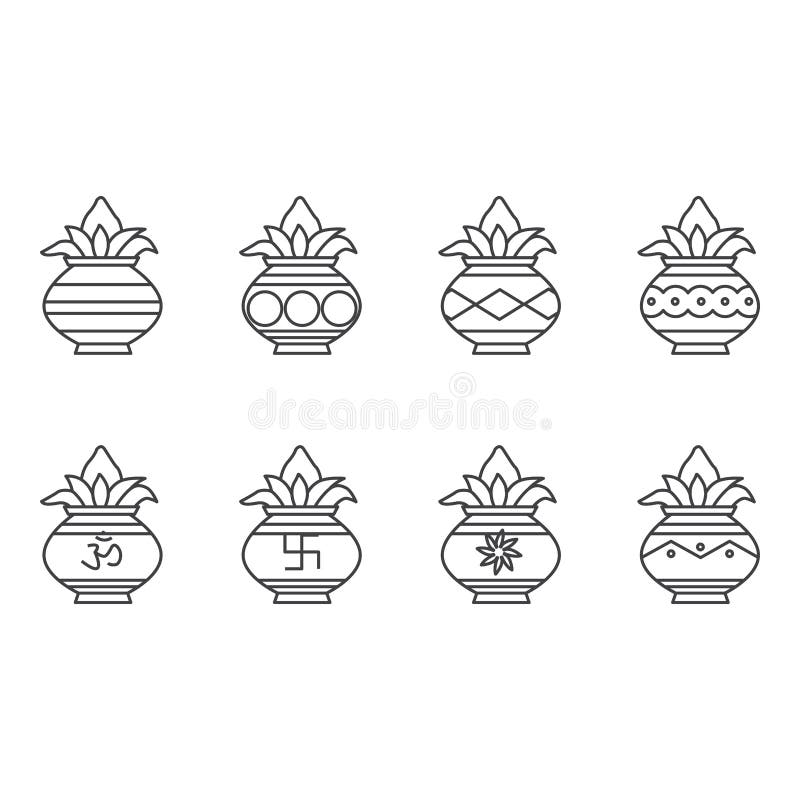 Kalash icon set stock vector. Illustration of vector - 258759139