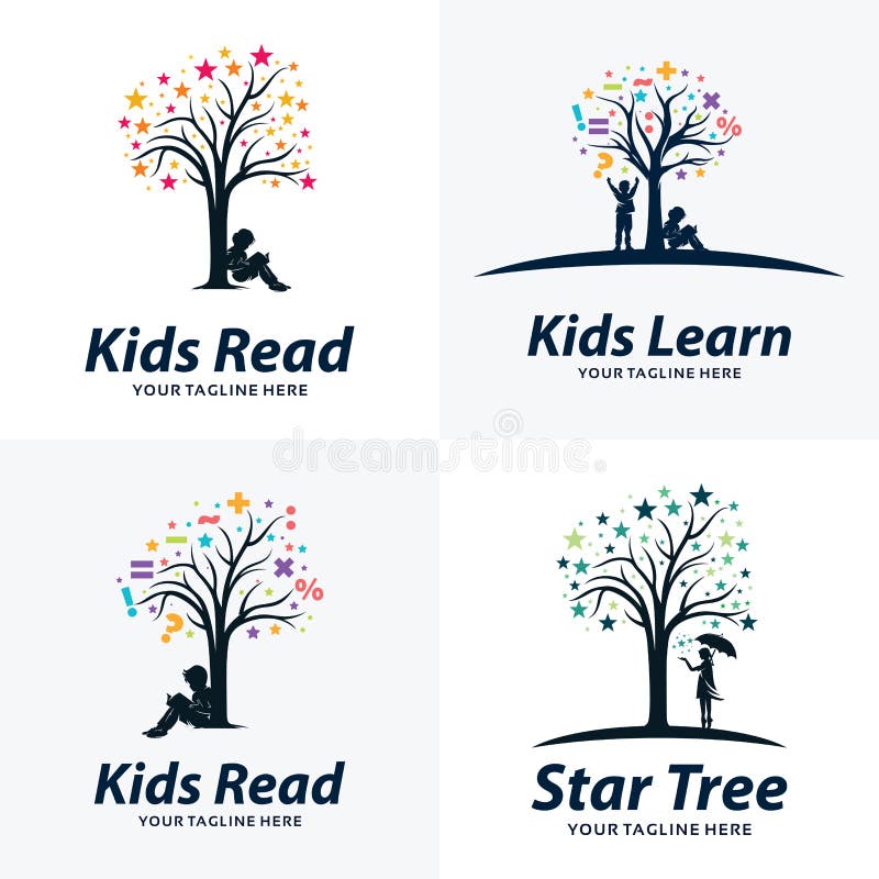 Collection of Kids Learning Logo Design Template Stock Vector ...