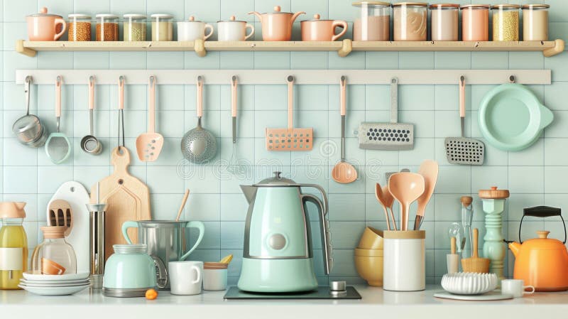 A Collection of Kitchen Utensils and Cooking Tools on a Kitchen Counter ...