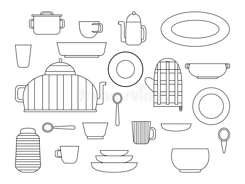 Cookware Outline Stock Illustrations – 3,072 Cookware Outline Stock ...