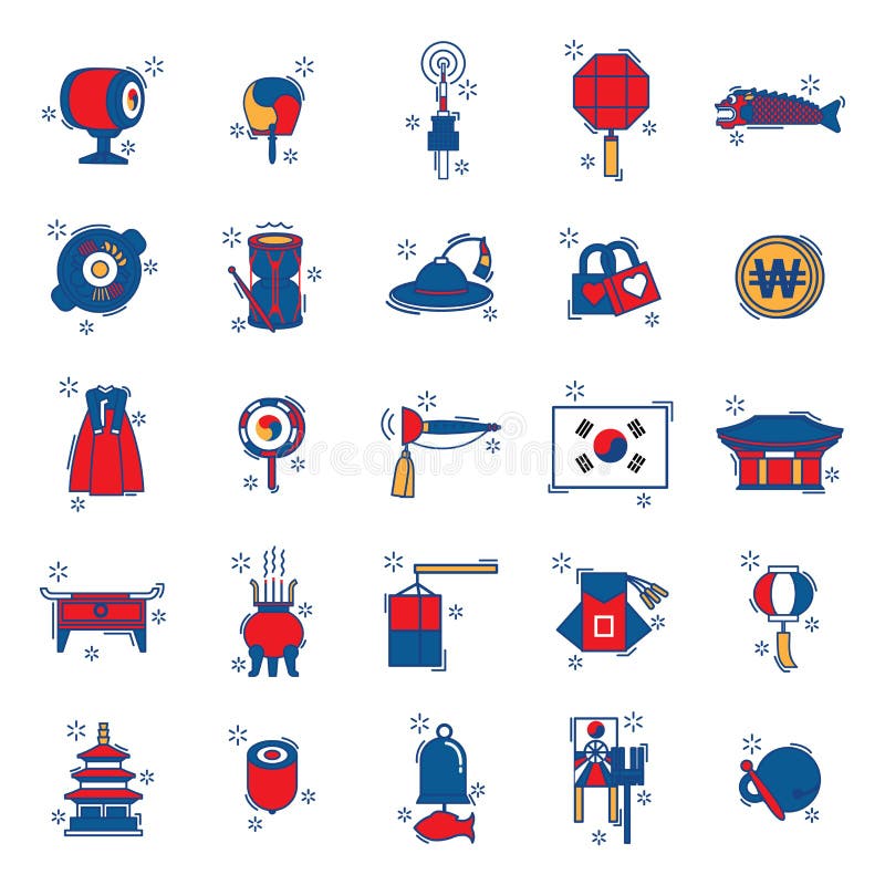 Collection of Korean Items. Vector Illustration Decorative Design Stock ...