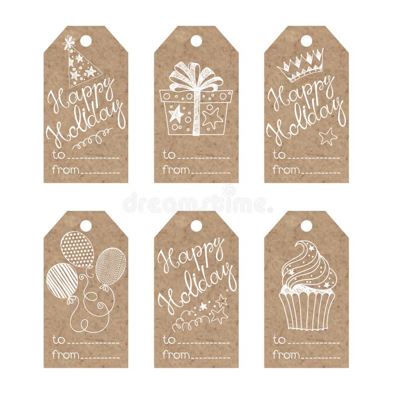 Collection of Kraft Paper Festive Tags. Stock Illustration ...