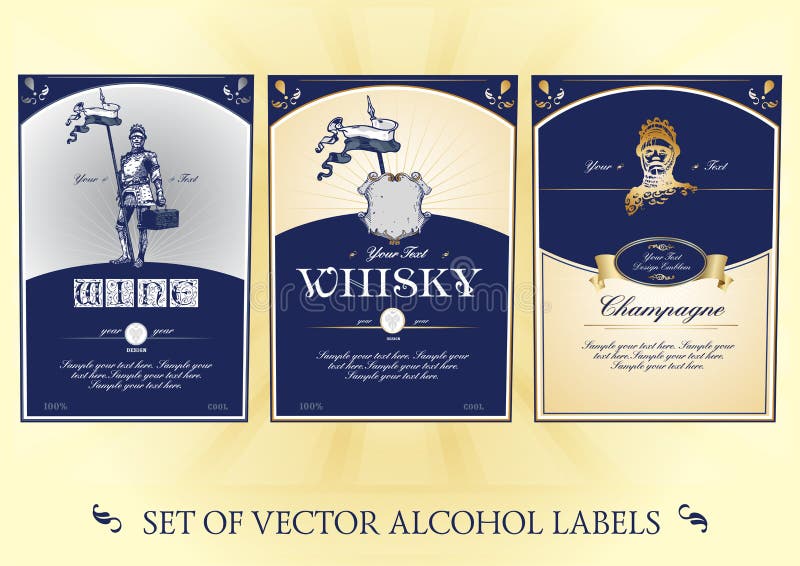 Vintage alcohol labels set stock vector. Illustration of engraving ...