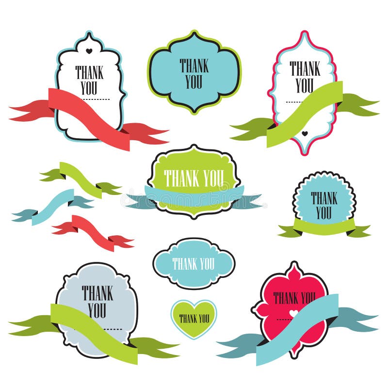 Collection of Labels and Ribbons Design Elements Stock Illustration ...