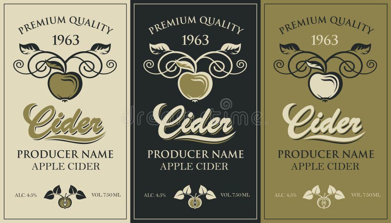 Cider labels set stock vector. Illustration of cafe - 135930473