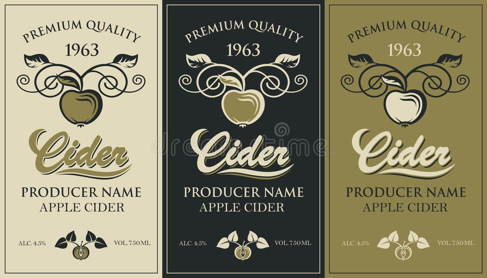 Cider labels set stock vector. Illustration of cafe - 135930473