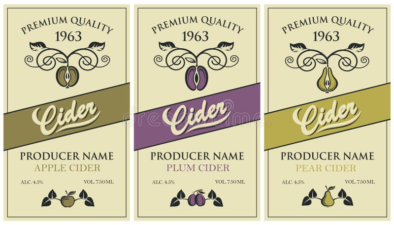 Cider labels set stock vector. Illustration of frame - 135930593