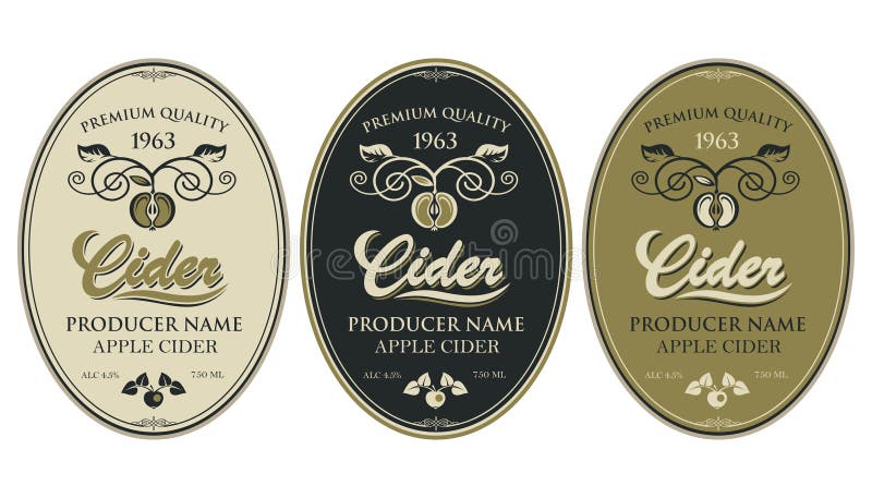 Cider labels set stock vector. Illustration of collection - 136205573