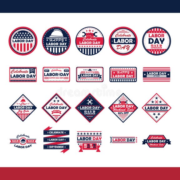 Collection of Labor Day Labels. Vector Illustration Decorative Design ...