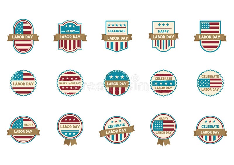 Collection of Labour Day Emblem. Vector Illustration Decorative Design ...