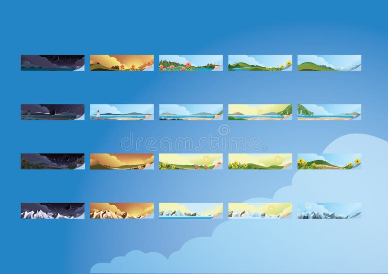 Collection of Landscape Banners. Vector Illustration Decorative Design ...