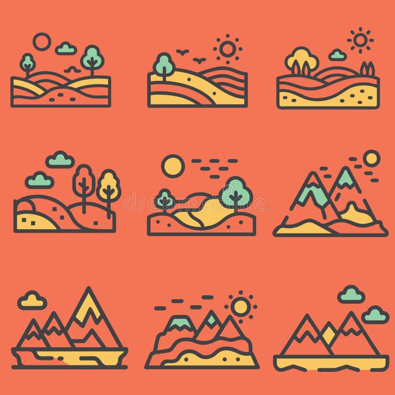 Collection of Landscape Including Mountains and Plain Landscape Stock ...