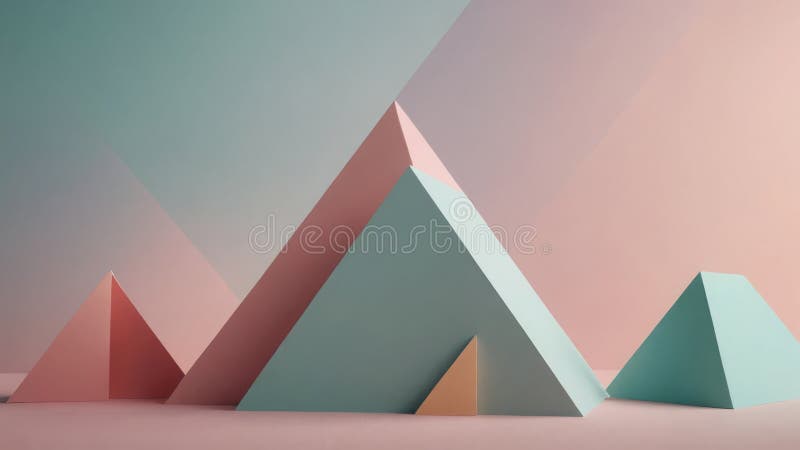 Collection of Large Pastel Pyramids in a Serene Abstract Composition ...