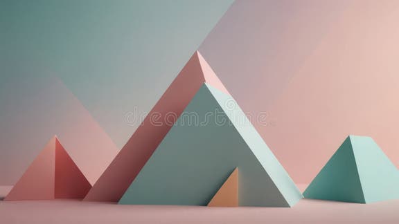 Collection of Large Pastel Pyramids in a Serene Abstract Composition ...