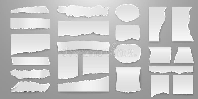 Collection of Large Set of Torn White Paper Sheets with Realistic ...