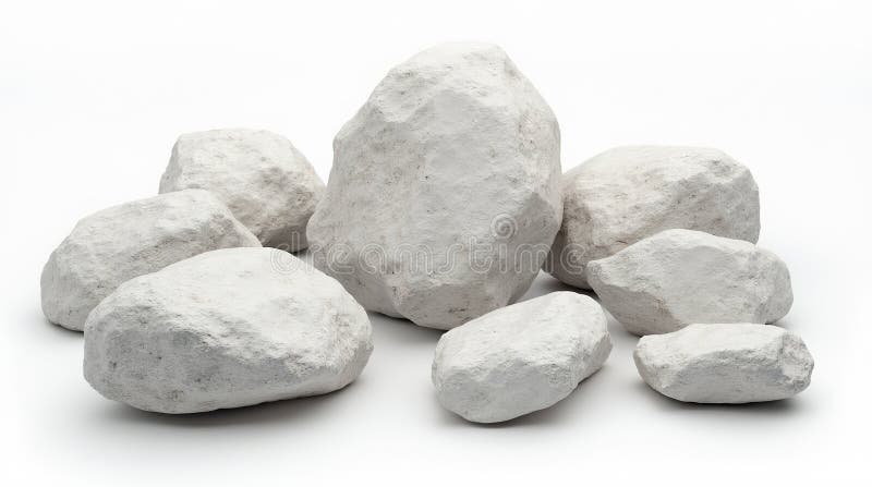 Collection of Large White Rocks in a Realistic 3D Rendering Stock ...