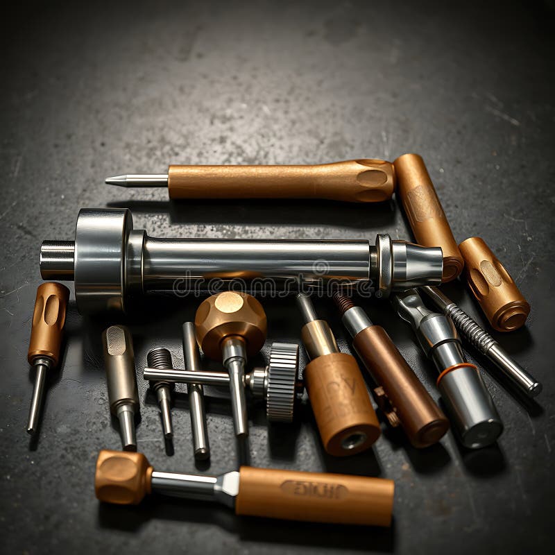 A Collection of Lathe Tools Displayed on a Dark Steel Surface High ...