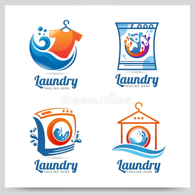 Collection of Laundry Logo Design. Graphic Design Element Stock Vector ...