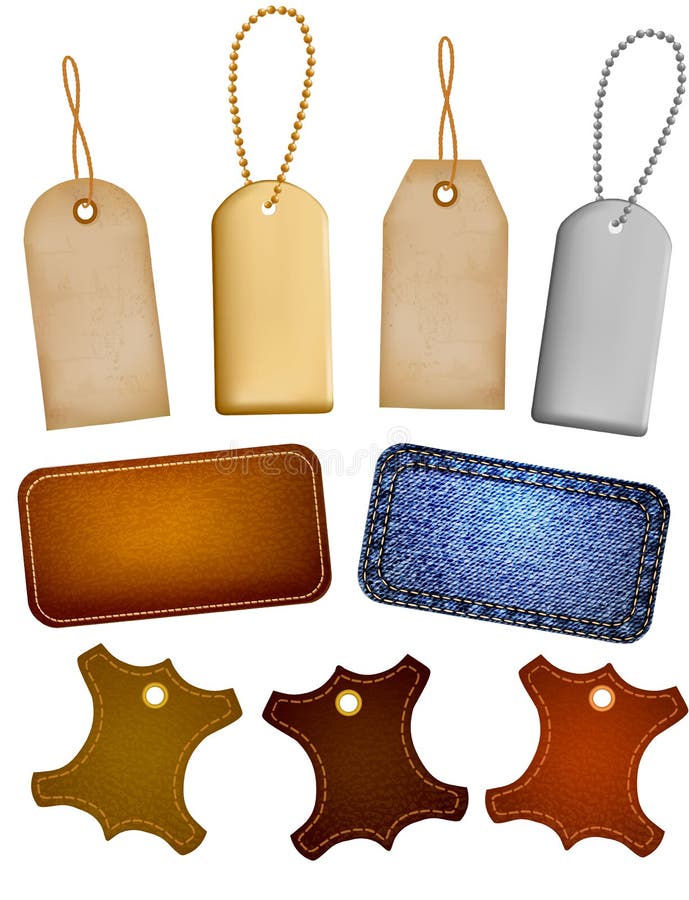 Collection of Leather and Jeans Labels and Tags Stock Vector ...