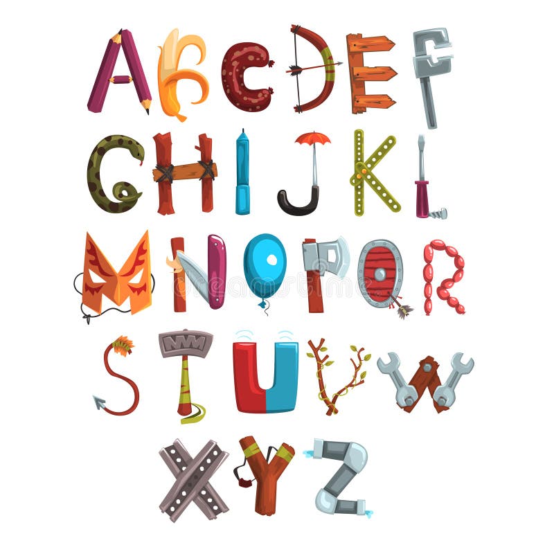 Alphabet Font Made Tools Stock Illustrations – 33 Alphabet Font Made ...
