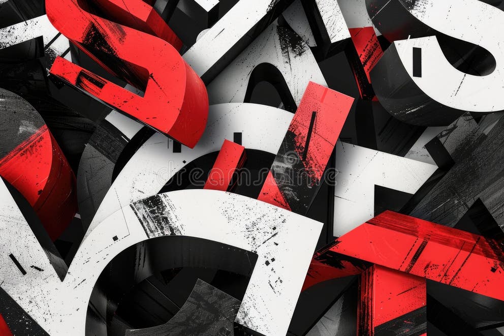 A Collection of Letters in Red and White Colors Stock Photo - Image of ...