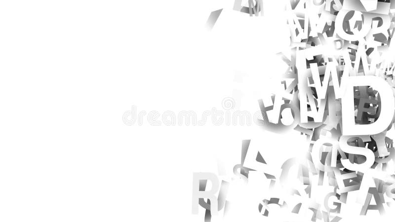 A Collection of Letters Slow Moving Randomly on an Isolated White ...