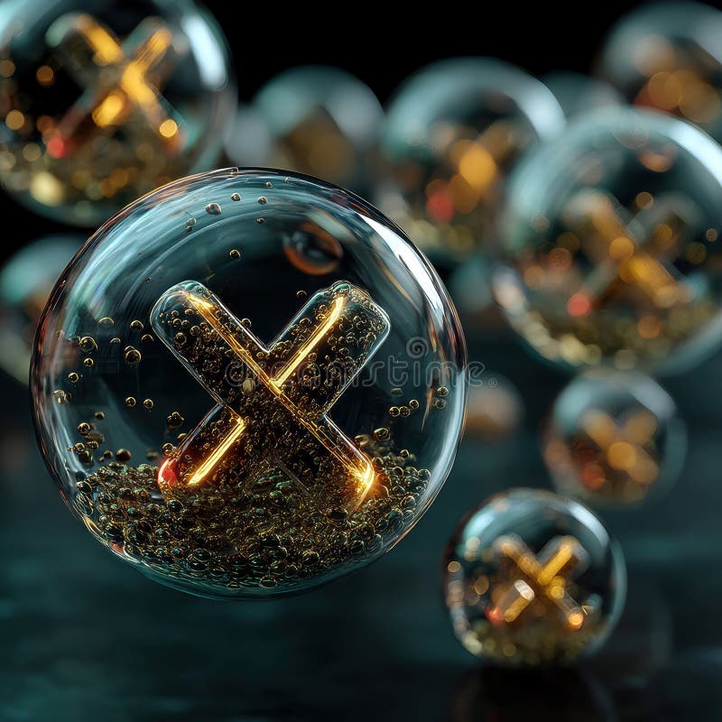 A Collection of Levitating, Transparent Spheres Containing Glowing X ...