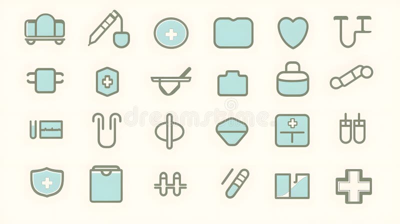 Collection of Light Blue Medical Icons and Symbols Stock Illustration ...