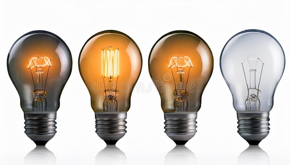 Collection of Light Bulb Set Energy Saving on Isolate White Background ...