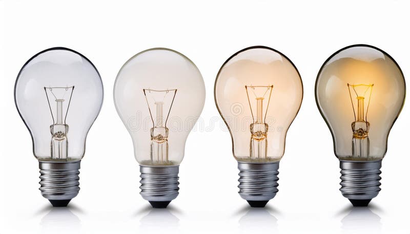 Collection of Light Bulb Set Energy Saving on Isolate White Background ...