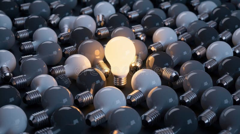 Collection of Light Bulbs with Central Glow Effect Stock Illustration ...