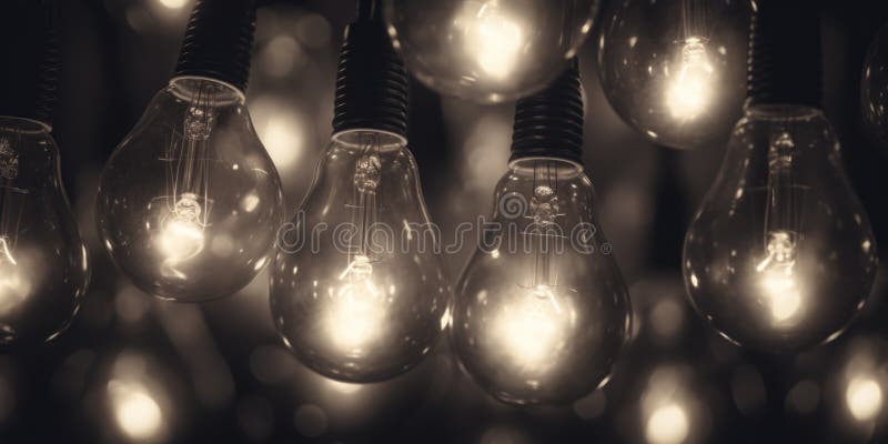 A Collection of Light Bulbs Suspended from the Ceiling, Creating a ...