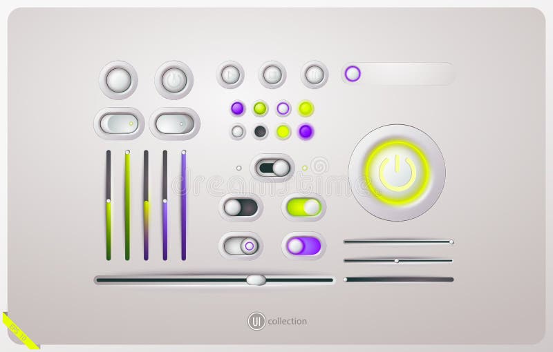 Set of Light User Interface Controls in the on and Off Position ...