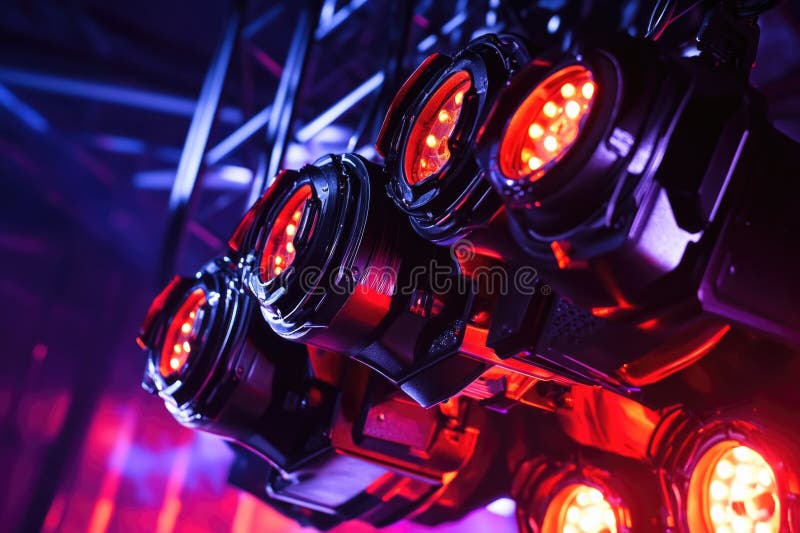 A Collection of Lights on a Performance Stage Stock Photo - Image of ...