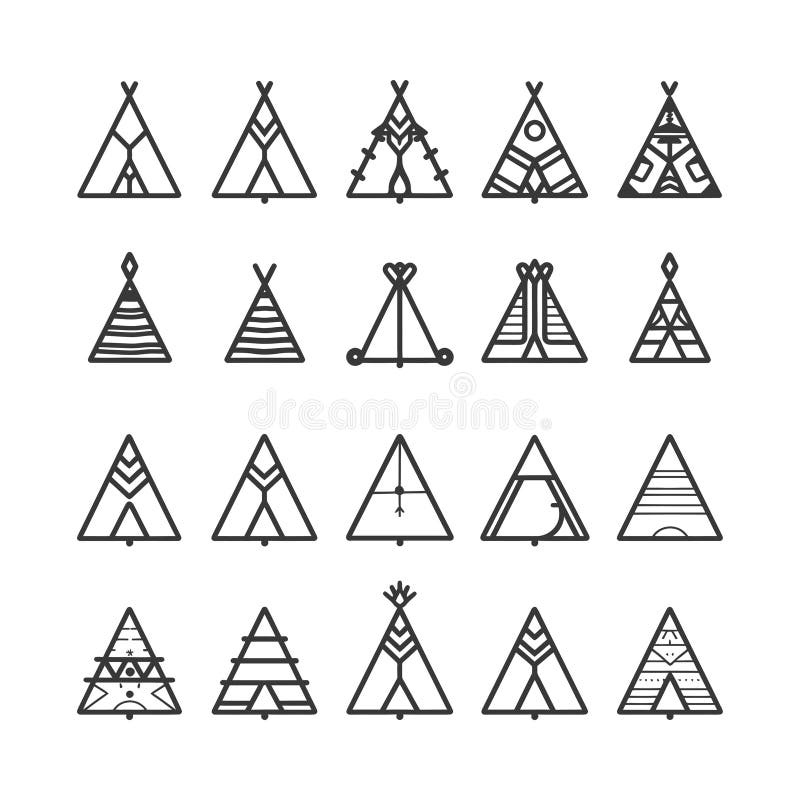 Teepee Icon Set: Geometric Designs Stock Illustration - Illustration of ...