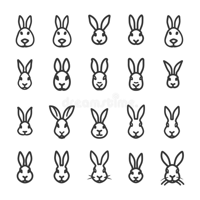 Bunny Icon Set stock illustration. Illustration of clipart - 352301416