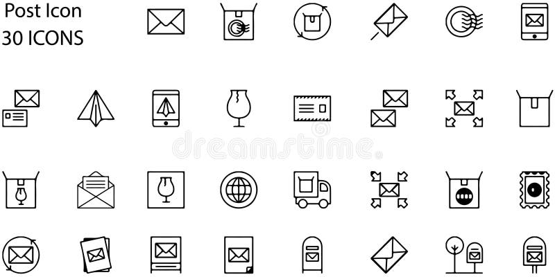 Set of Post Icons. Line Art Style Icons Bundle. Vector Illustration ...