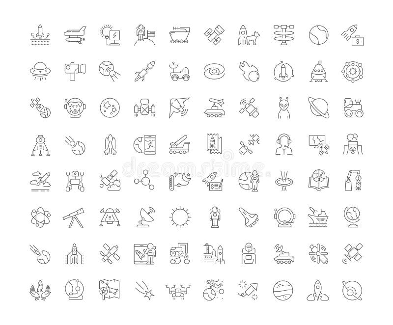 Set of Simple Icons of Space. Stock Illustration - Illustration of ...