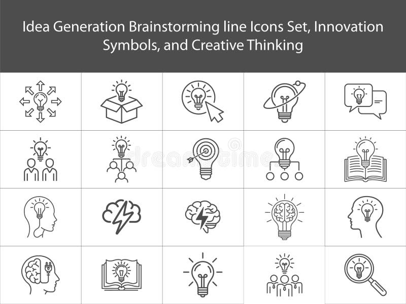 Innovation Ideas, Brainstorming, Teamwork, Creativity, Light Bulb Concepts Silhouette Icons Set ...
