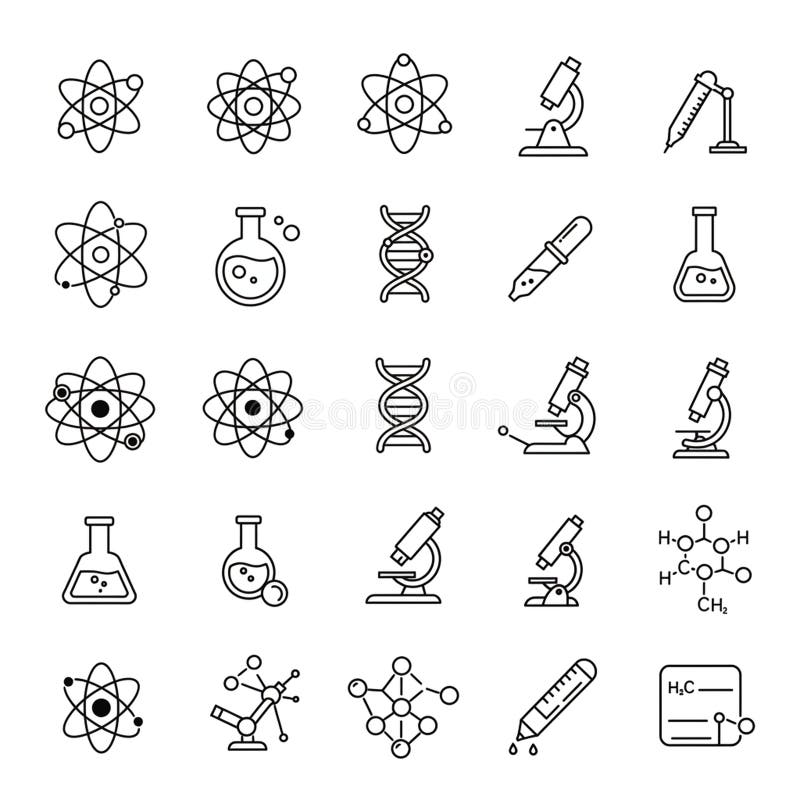 A Collection of Line Icons Representing Scientific Concepts and Tools ...