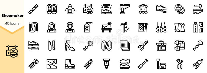 Various Shoemaking Tools Stock Illustrations – 12 Various Shoemaking ...