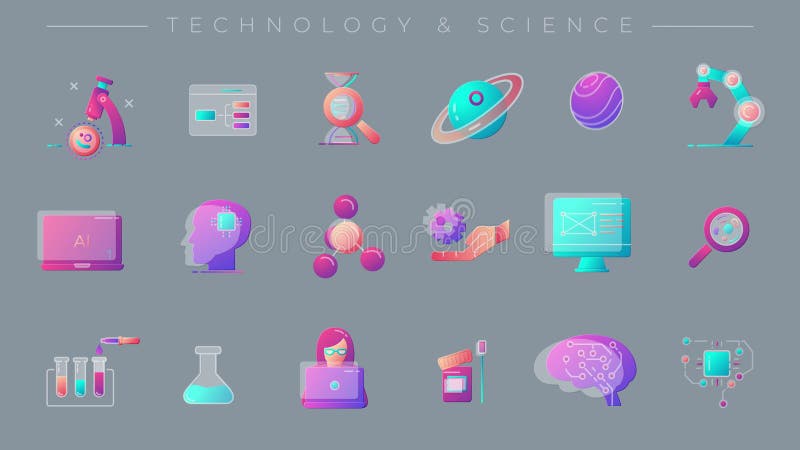 Collection of Line Icons on the Theme of Science and Education. Stock ...