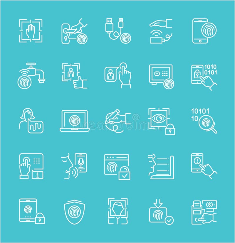Set of Line Icons of Biometrics. Stock Illustration - Illustration of ...