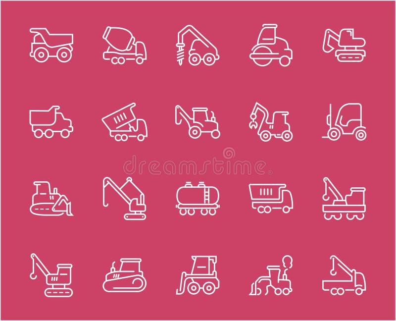 Set of Line Icons of Heavy Equipment. Stock Illustration - Illustration ...