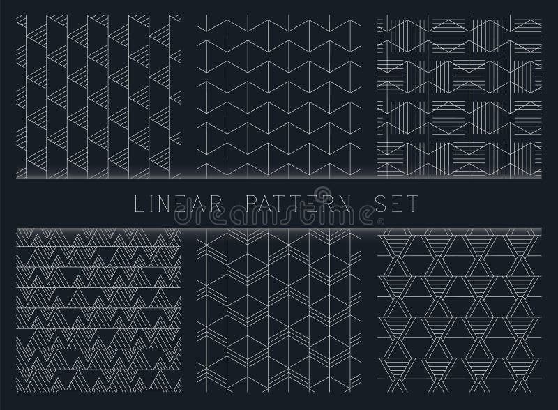 Collection of Linear Black and White Geometric Pattern Textures. Set of ...