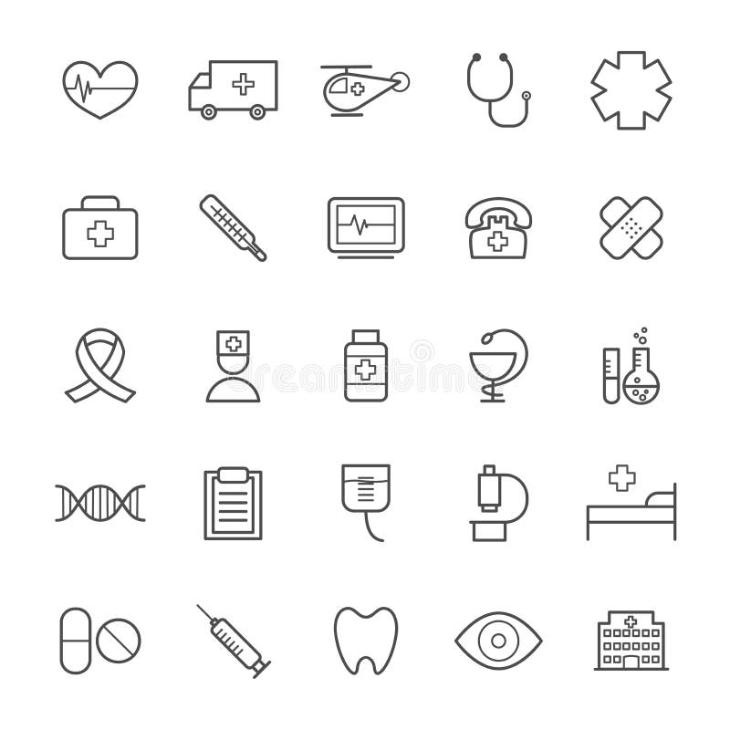 Collection of 25 Linear Medical Icons. Thin Icons for Web, Mobile Apps ...